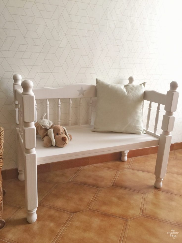 DIY Bench For Kids Using Footboards • My Sweet Things