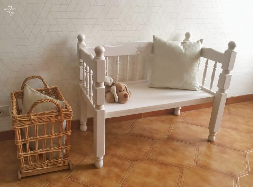 DIY Bench For Kids Using Footboards • My Sweet Things