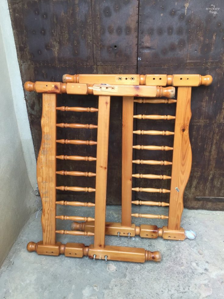 DIY Bench For Kids Using Footboards • My Sweet Things