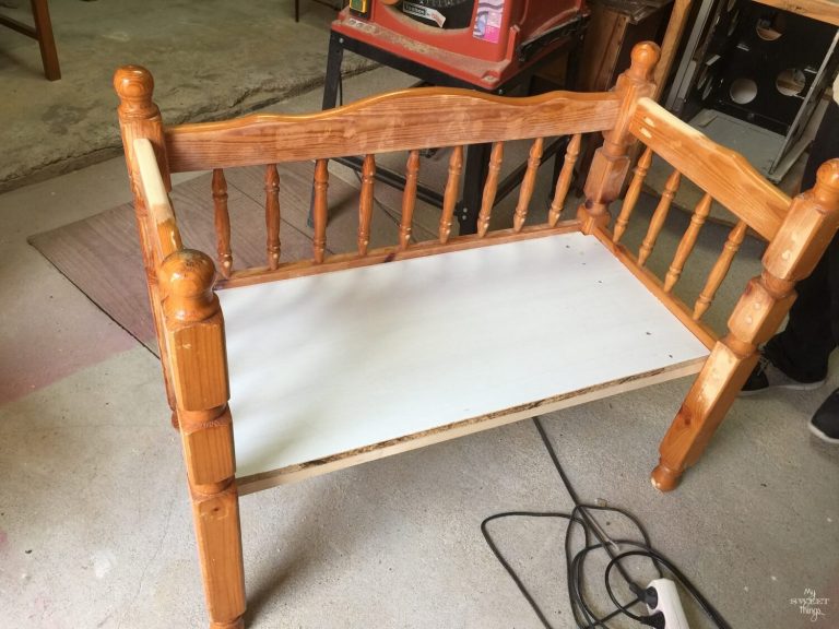 DIY Bench For Kids Using Footboards • My Sweet Things