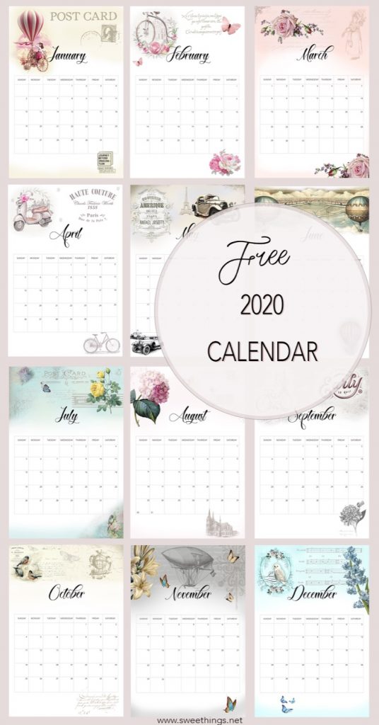 Free 2020 Calendar to Download • My Sweet Things