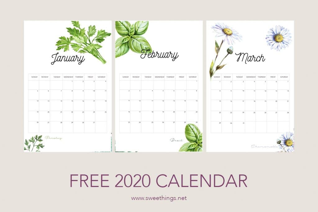 Free 2020 Calendar to Download • My Sweet Things