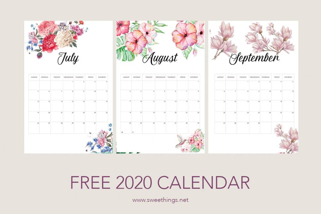 Free 2020 Calendar to Download • My Sweet Things