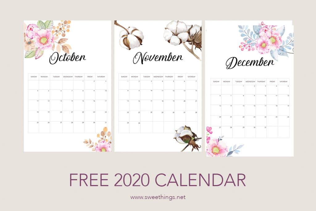 Free 2020 Calendar to Download • My Sweet Things